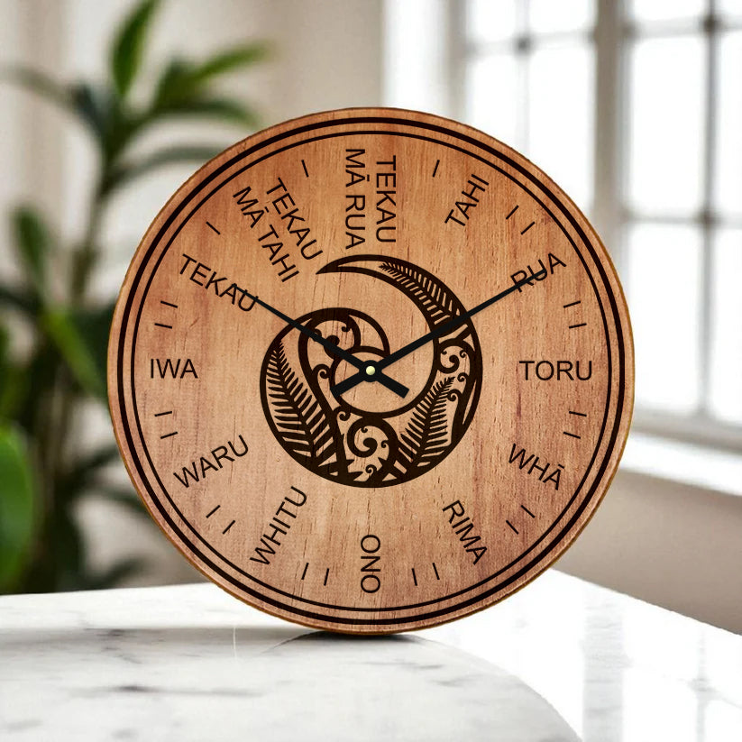 Te Reo Koru Clock - Solid Timber – Simply Engraved Gifts