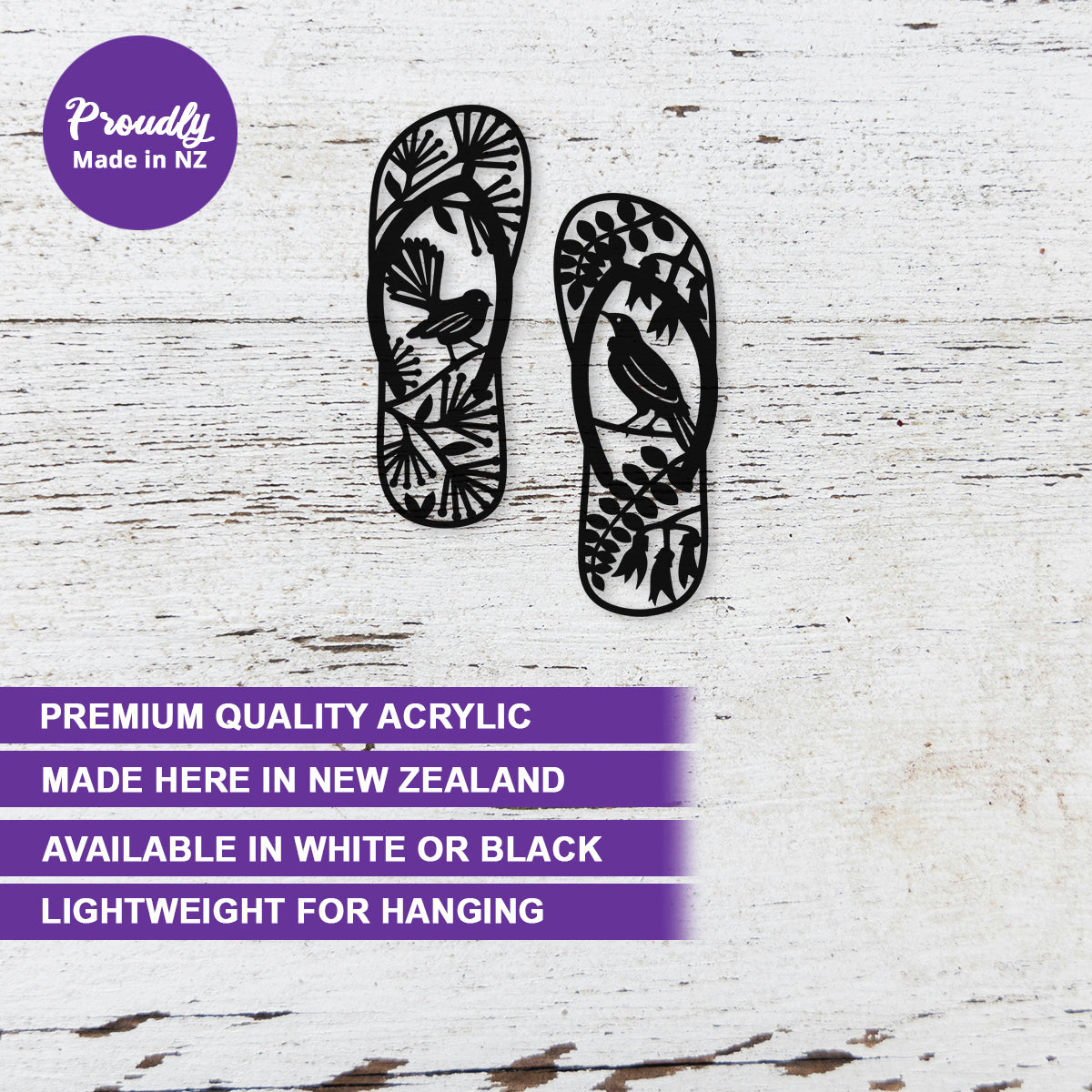 Native Bird Jandals (Pair) - Wall Art – Simply Engraved Gifts